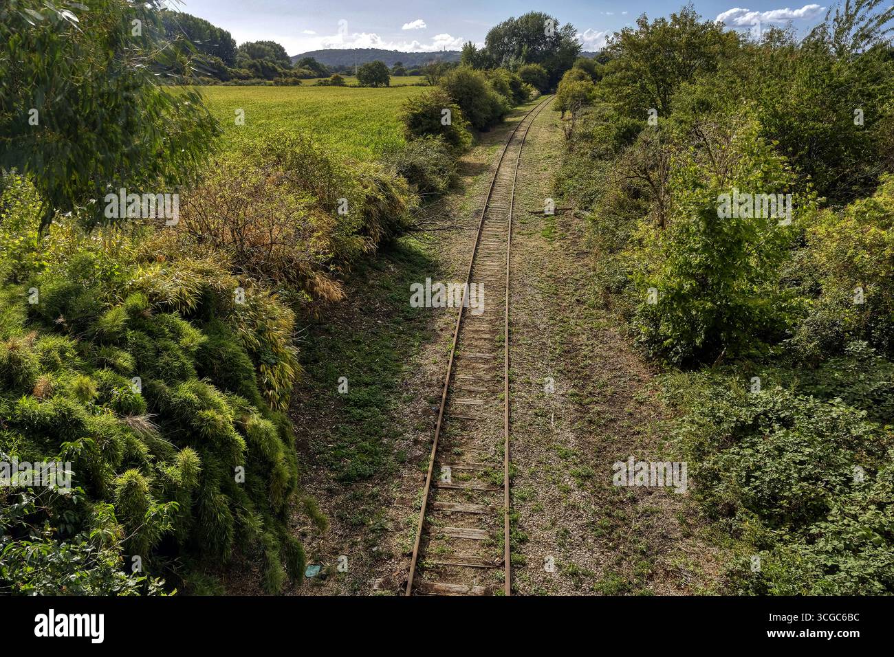 Portishead railway line passing under the Sheepway bridge in North ...