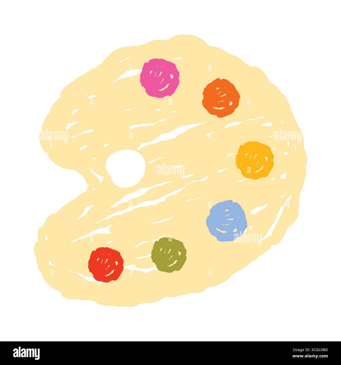 Isolated children art palette with bright paint spots for creative ...
