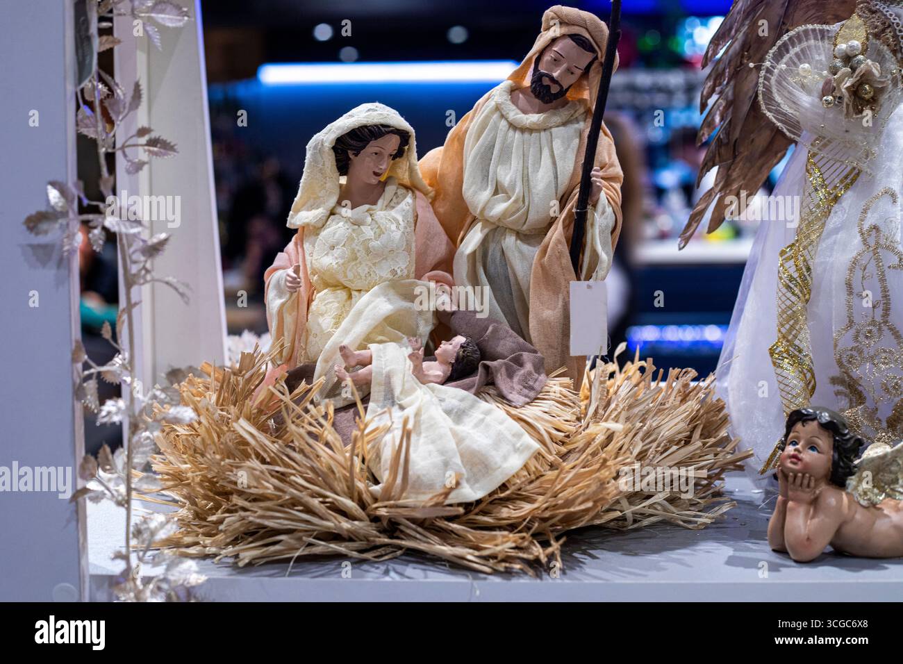 Christmas figurines of the mother of God, Jesus Joseph. In anticipation ...