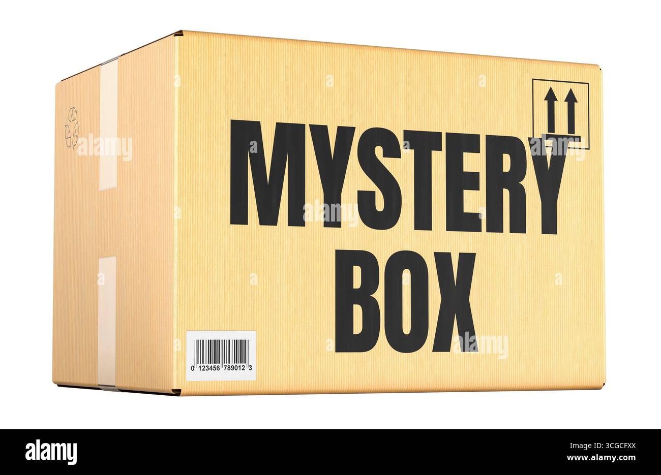 Mystery Box, cardboard package. 3D rendering isolated on white ...