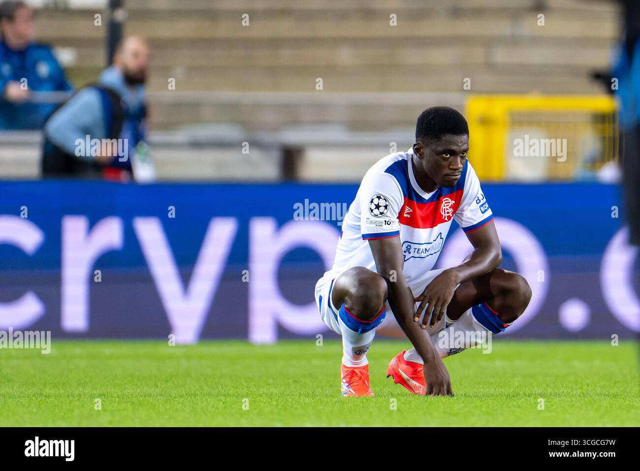 BRUGGE, BELGIUM - AUGUST 27: Nasser Djiga of Rangers looks dejected ...