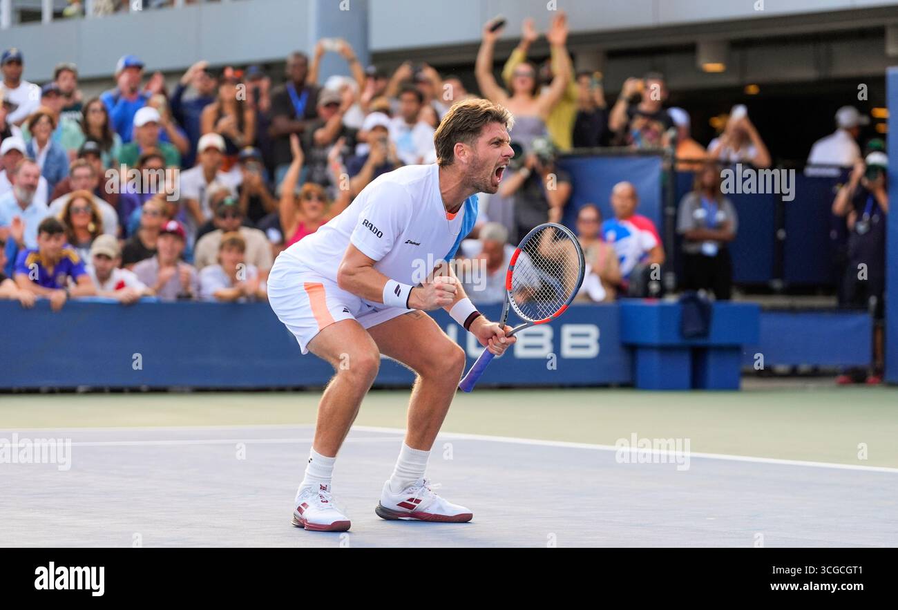 Cameron Norrie, of Great Britain, reacts after defeating Francisco ...
