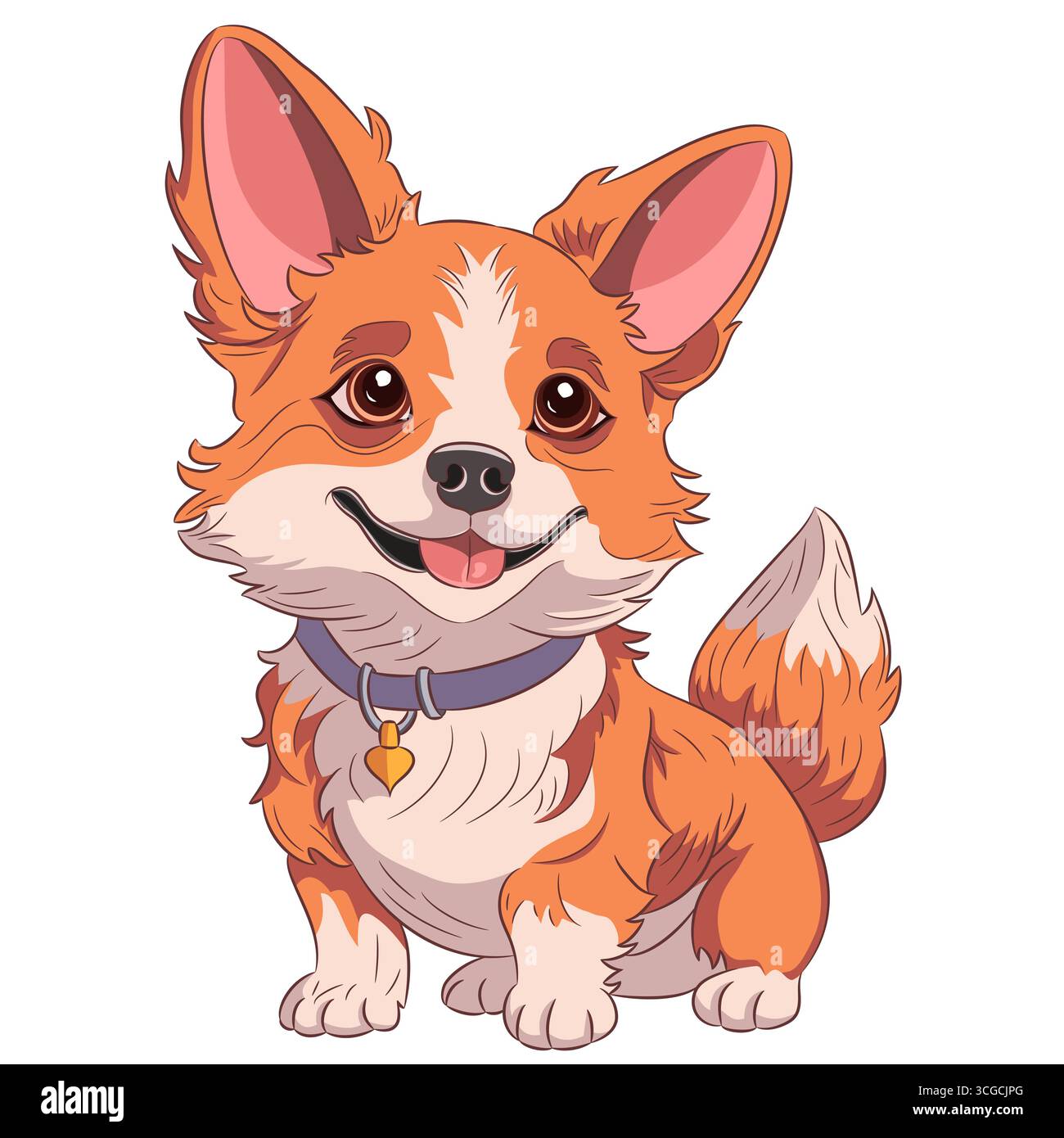 Portrait cute red corgi Stock Vector Images - Alamy