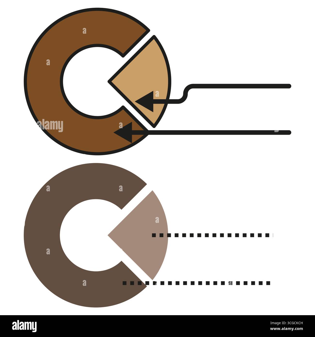 Pie chart illustration. Divided circle segments. Data infographic ...
