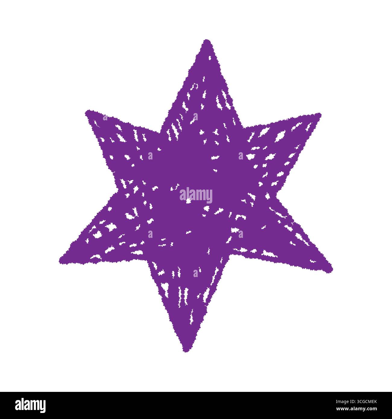 Hand-drawn abstract purple star shape with textured edges isolated on ...