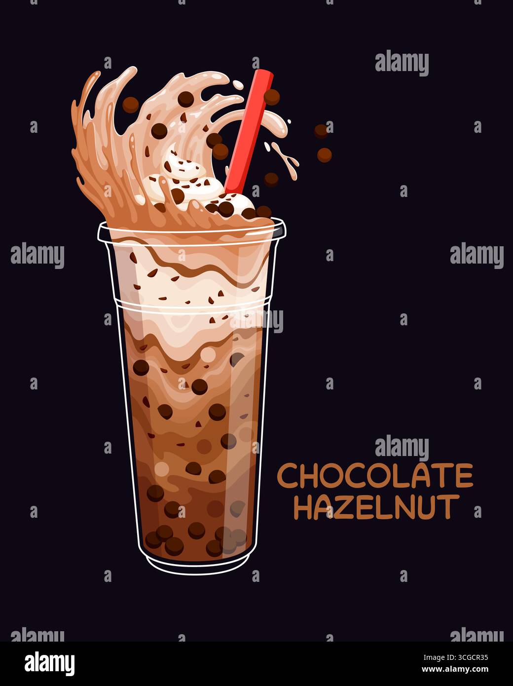 Milk bubble tea cartoon drink glass cup with bright splash, vector boba ...