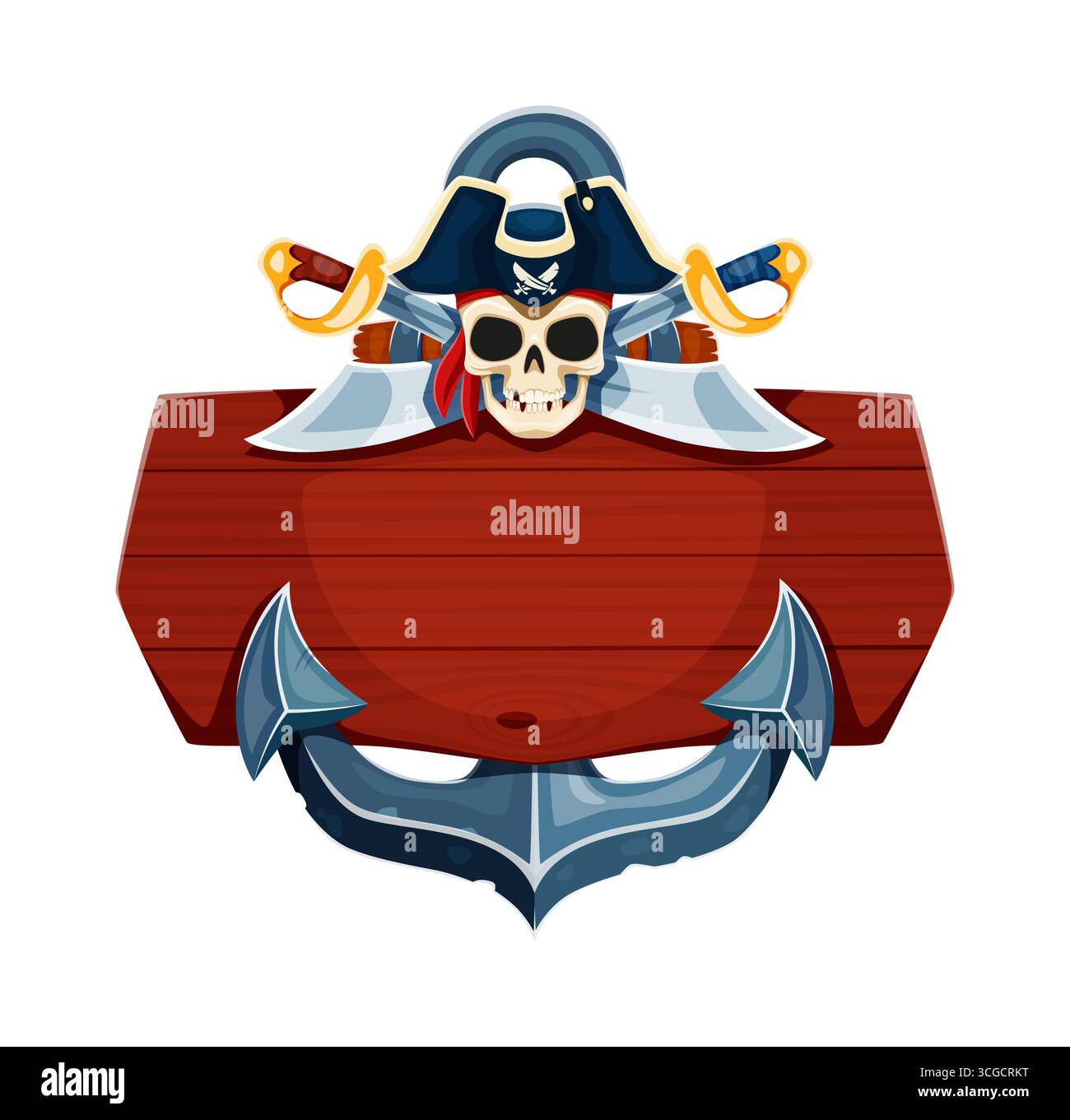 Caribbean pirates game, skull in corsair captain tricorne hat and ...