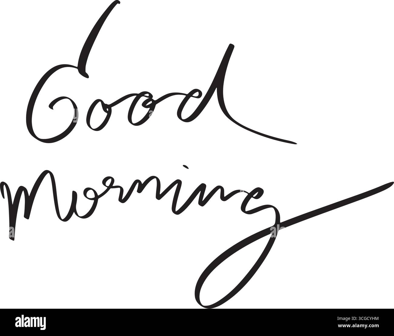 Good morning text font calligraphy hand written lettering script black ...