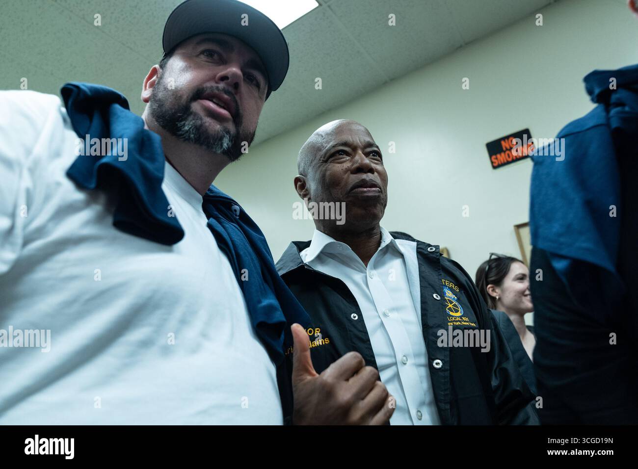 New York, NY, August 27, 2025: Mayor Eric Adams greets union members ...