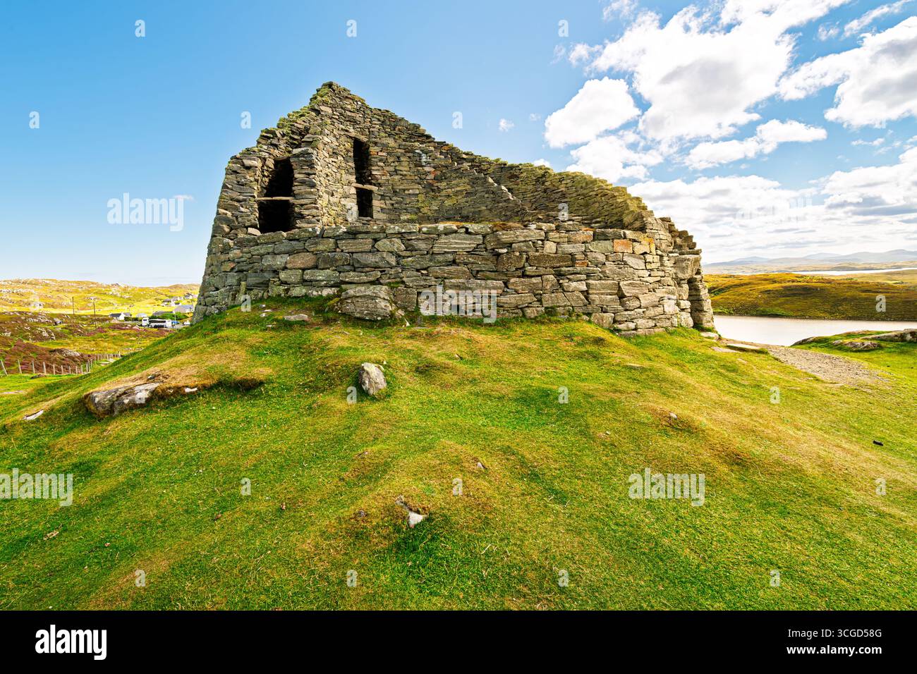 The ancient hilltop ruins of the Dun Carloway Broch roundhouse ...