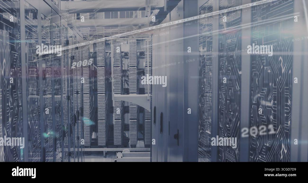 Displaying digital overlays floating above aisle in data center, with ...