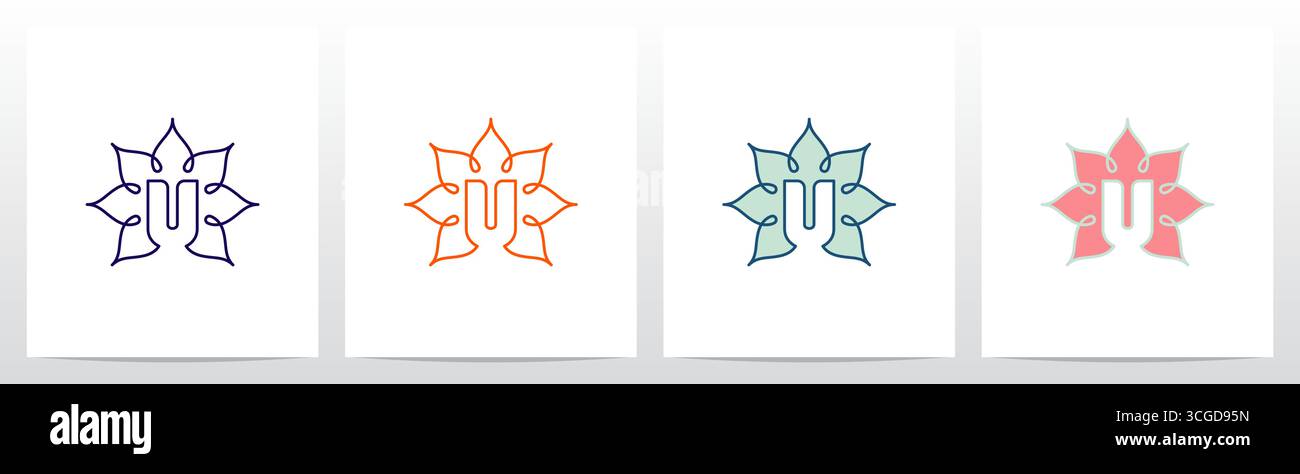 Alphabet Inside Mandala Outline Letter Logo Design U Stock Vector Image ...