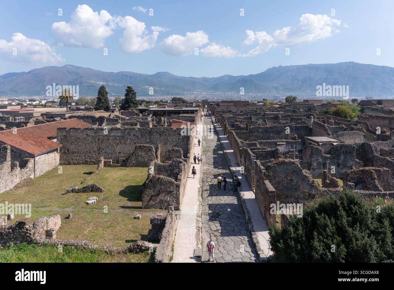 Panoramic view of Pompei, ancient Roman colony buried under the ashes ...