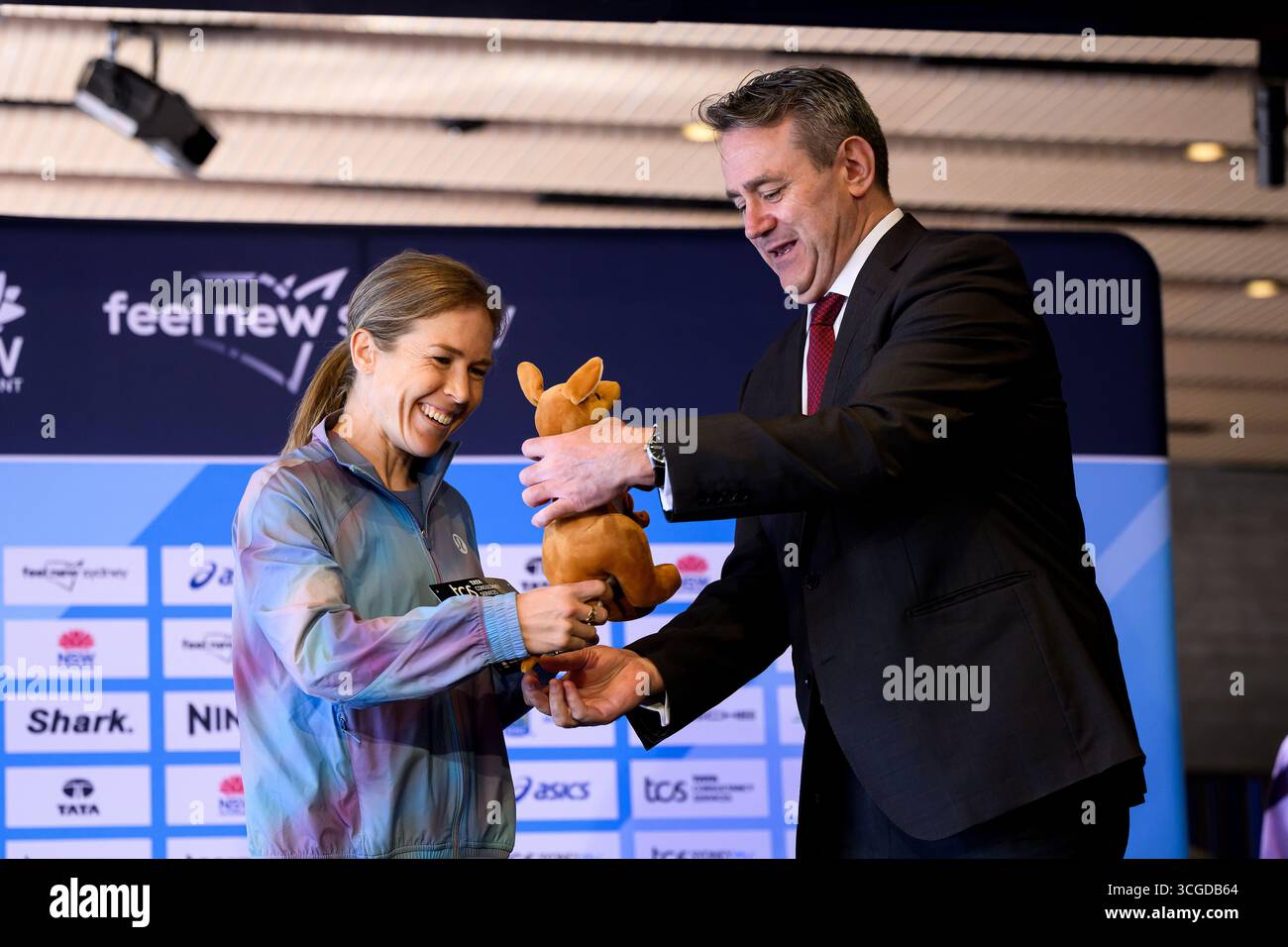Elite marathon athlete Australian Jessica Stenson receives her ...