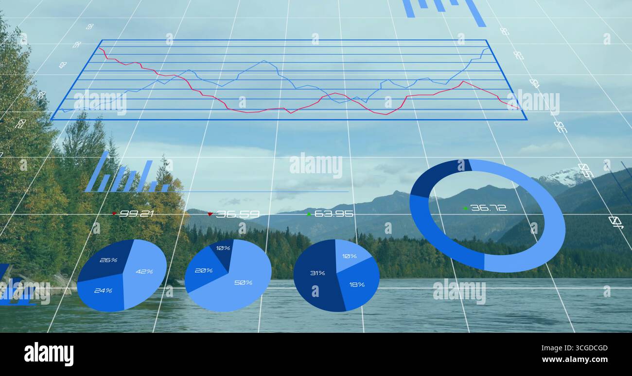 Overlaying blue ring chart showing 36 Stock Photo - Alamy