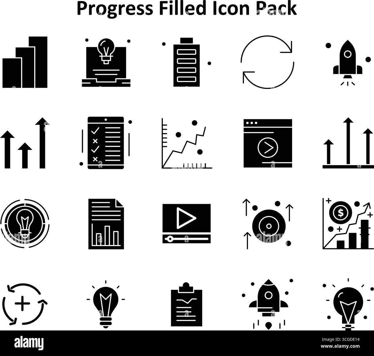 Modern icon pack of 20 icons themed around Progress, created in Solid ...