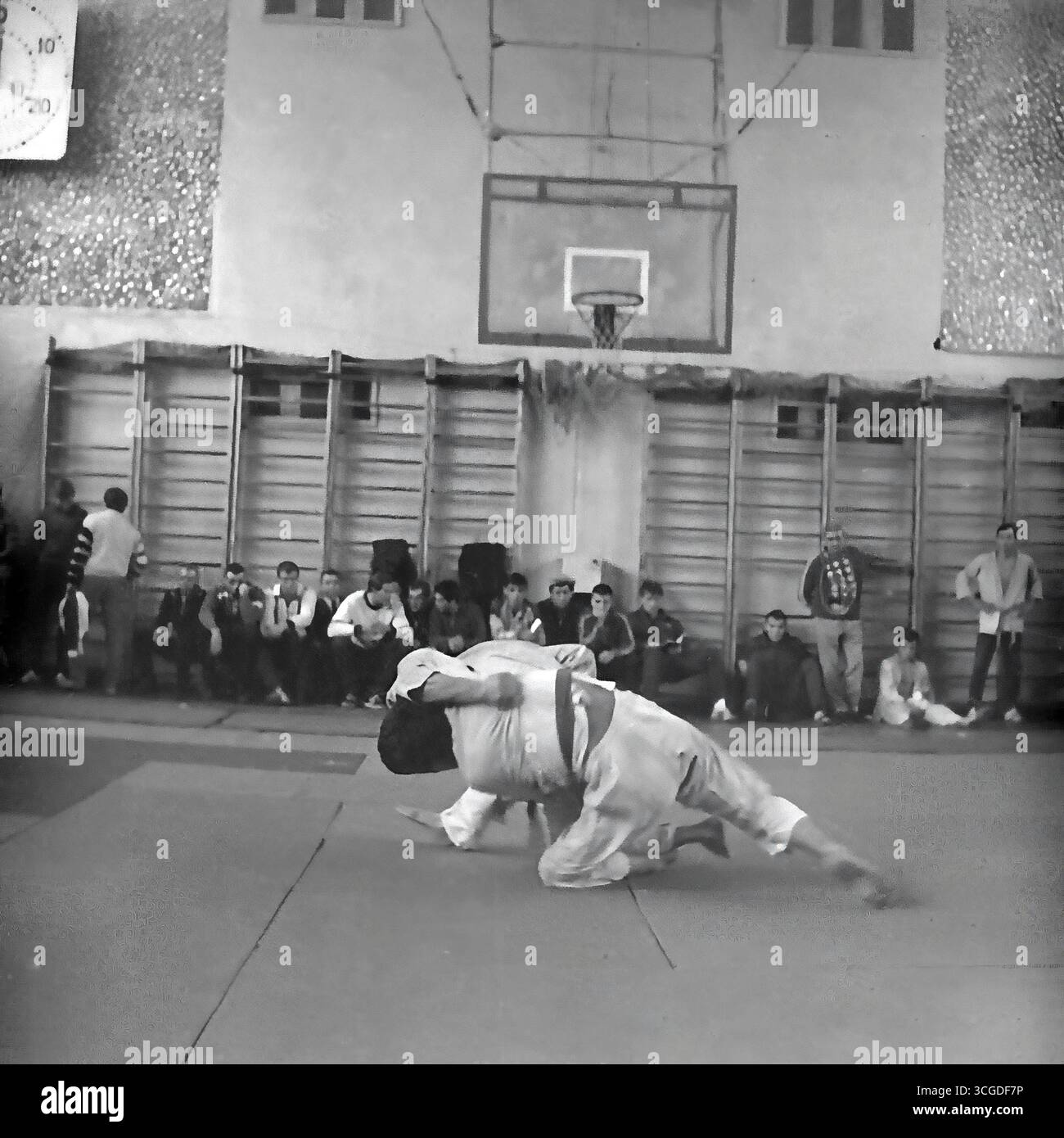 Archival series of photos from a judo competition in the gym of the ...