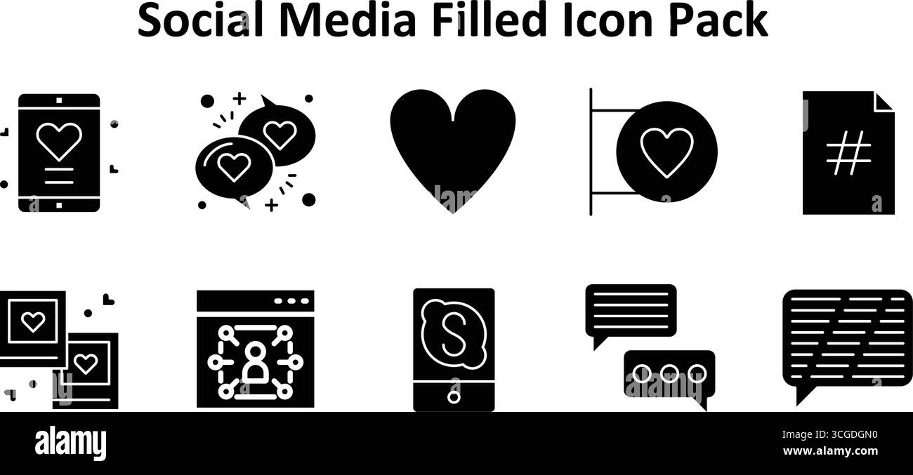Collection of 10 icons in Solid Filled style based on the Social Media ...