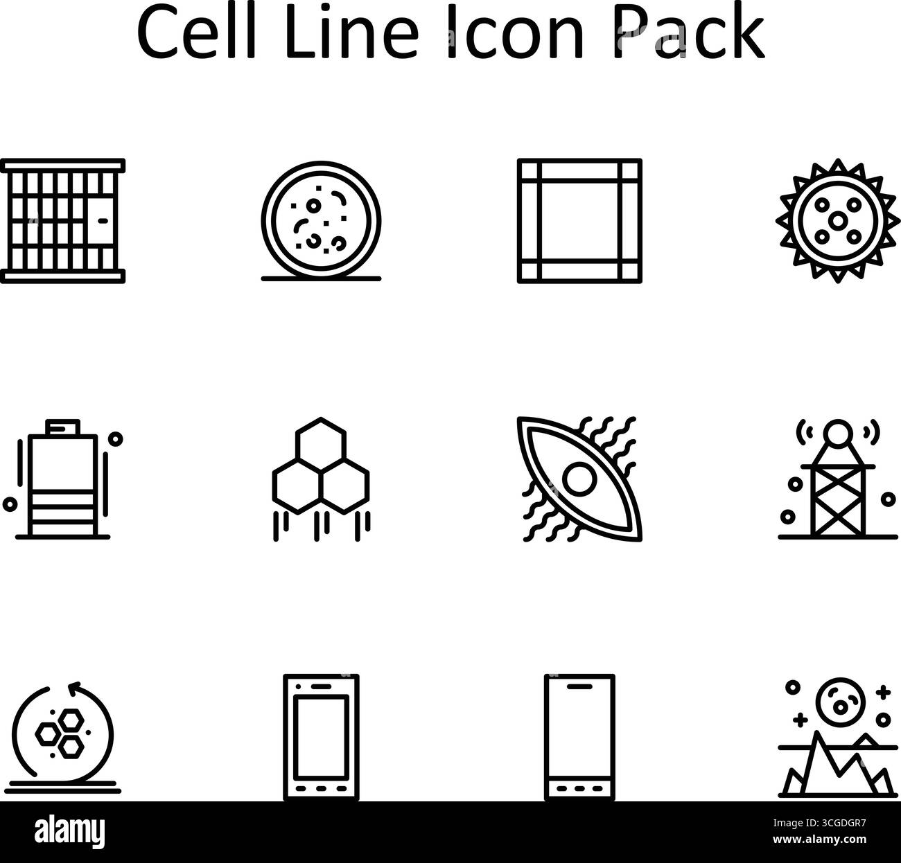 12 scalable Line-style icons based on the Cell theme. Perfect for clean ...