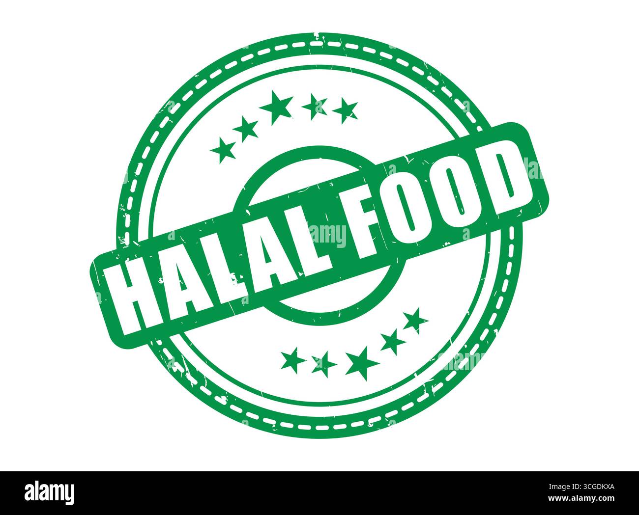 A Halal Food Rubber Stamp Seal with a Star Border Stock Vector Image ...