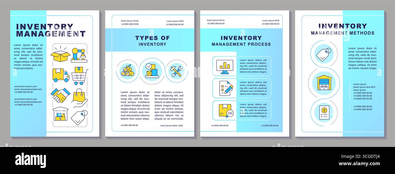 Inventory management blue brochure layout Stock Vector Image & Art - Alamy