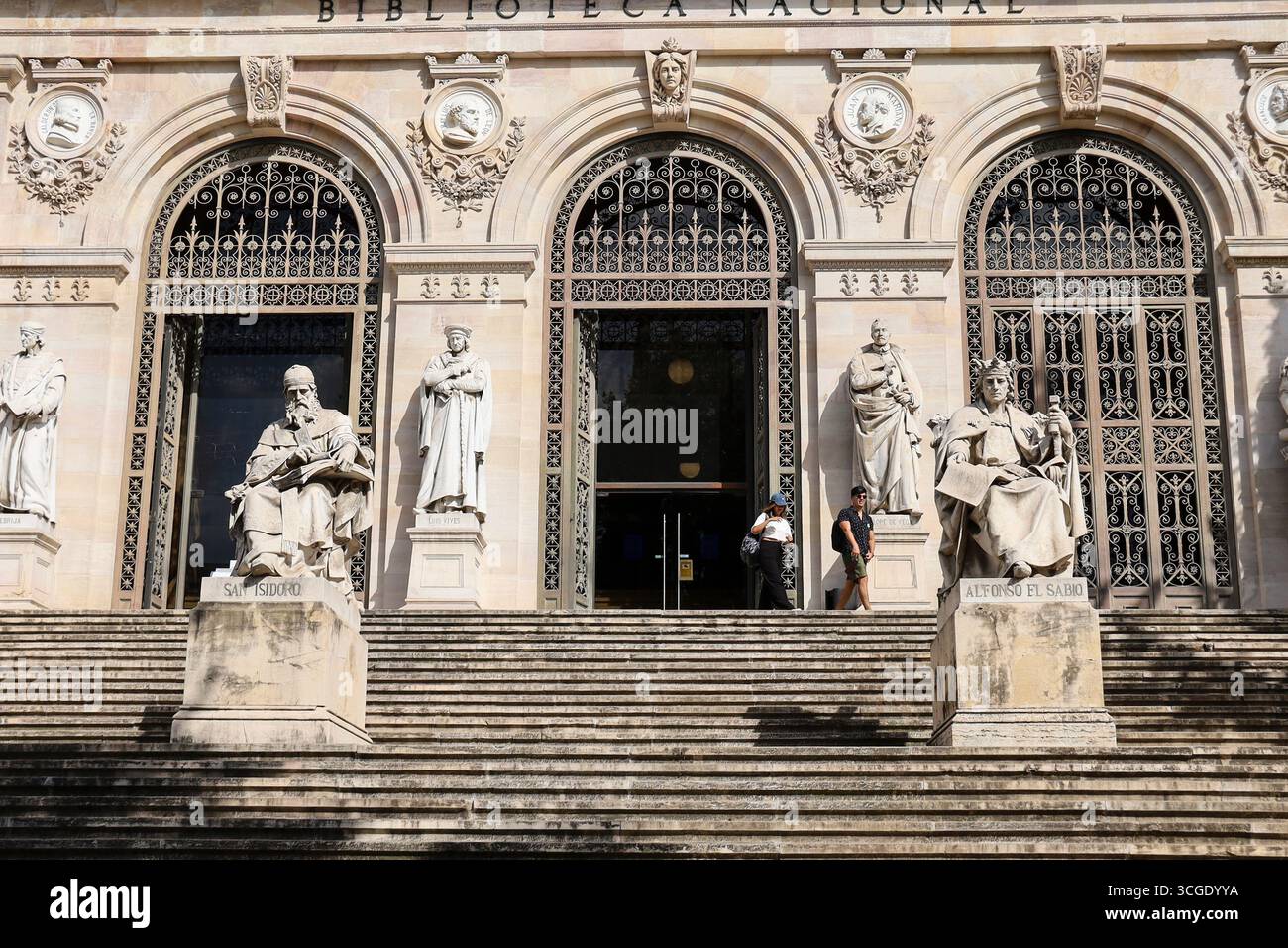 Madrid, Spain- August 13, 2025: Main facade of the National Library of ...