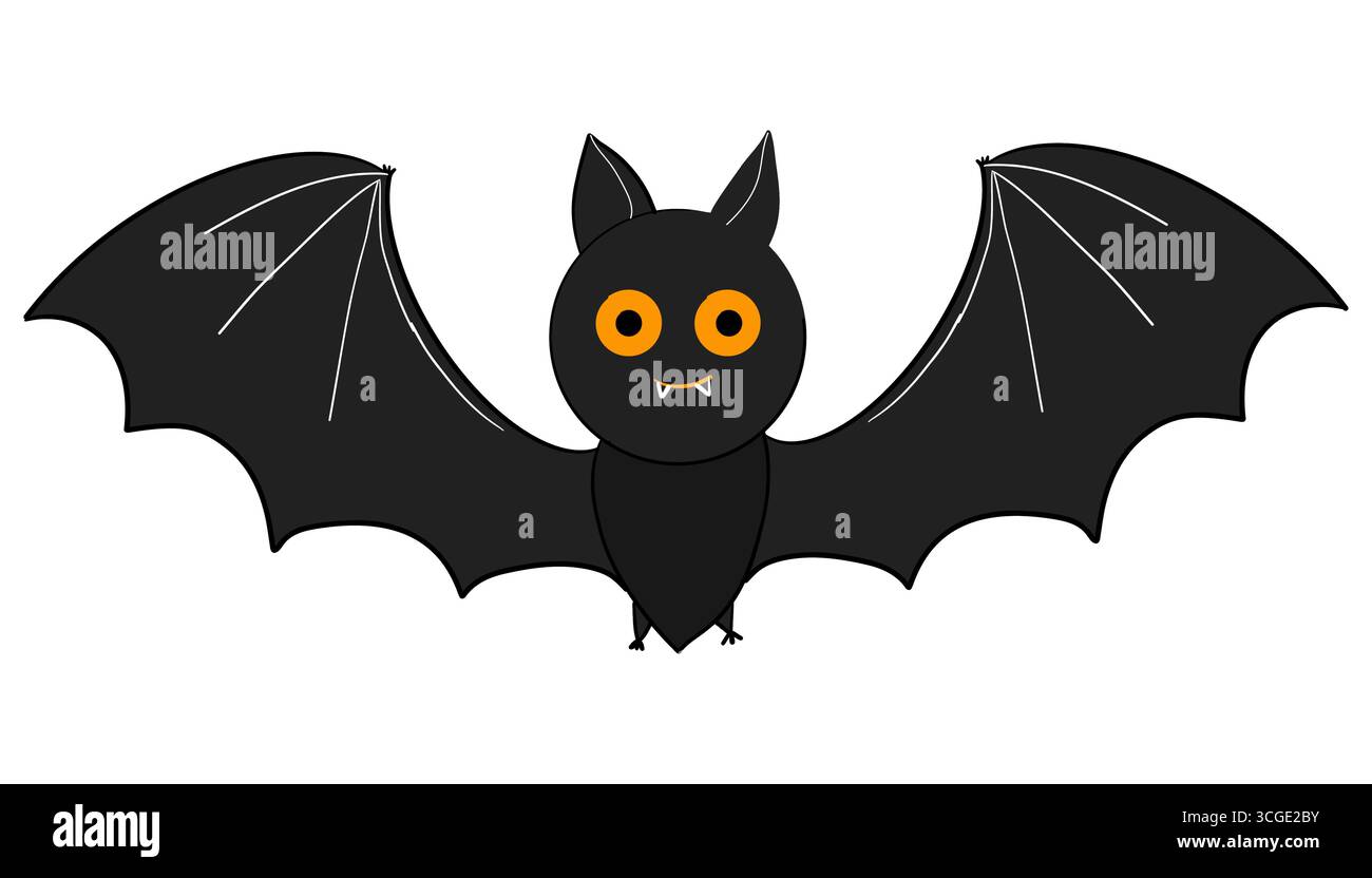 Cute bat baby spooky character, creature comic wings and face.Halloween ...