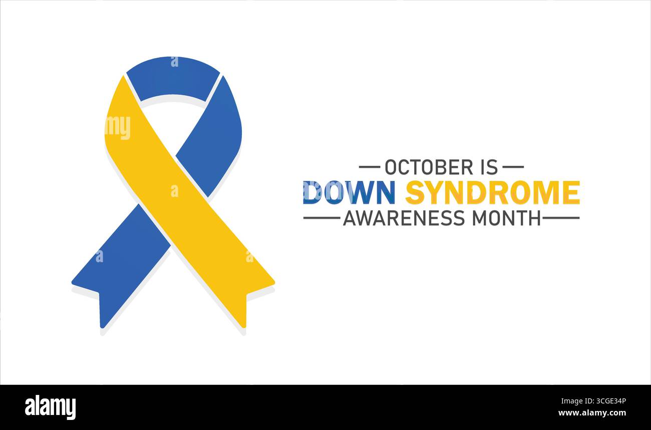 October is Down Syndrome Awareness Month Ribbon Graphic with Blue ...