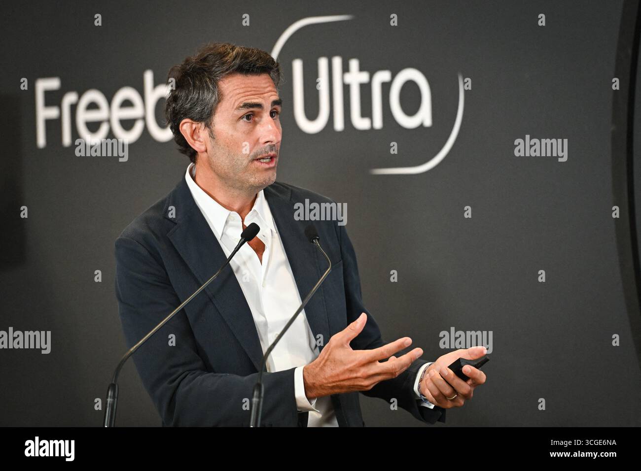 Group iliad CEO Thomas Reynaud speaks during iliad group press ...