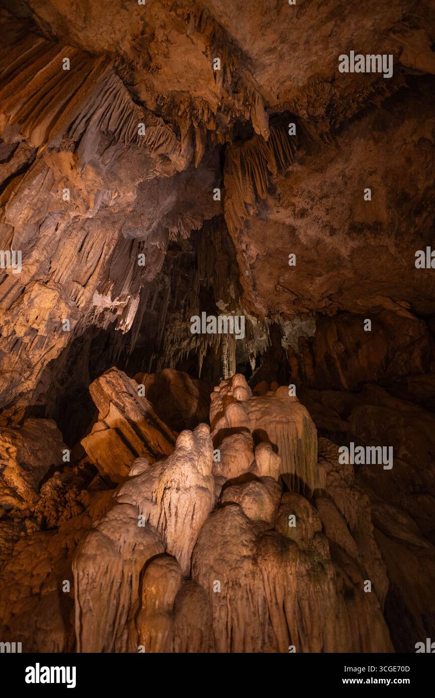 Remarkable formations of stalactites and stalagmites create an ...