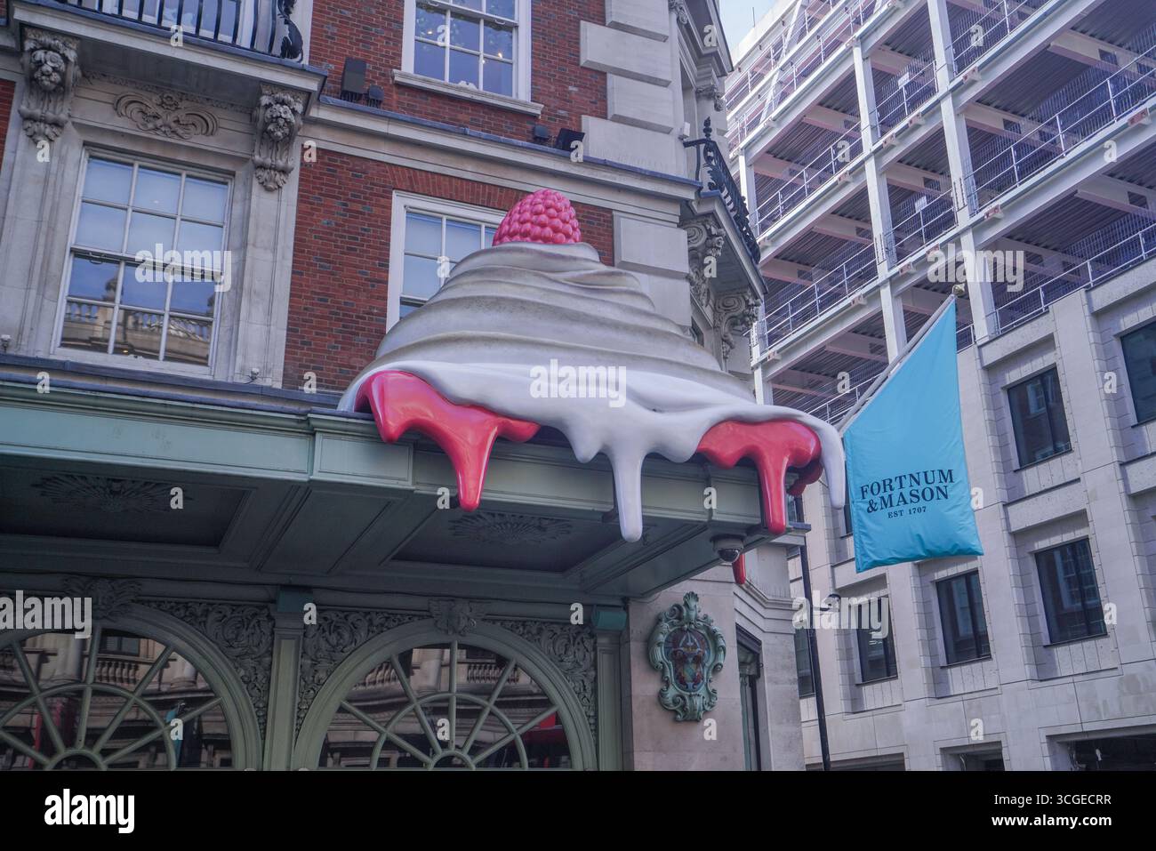 London, UK. 28 August 2025. A giant Knickerbocker glory ice cream ...