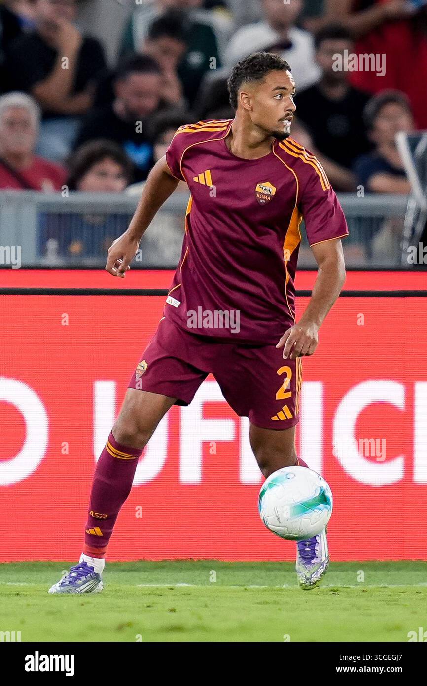 Rome, Italy. 23rd Aug, 2025. Devyne Rensch of AS Roma in action during ...