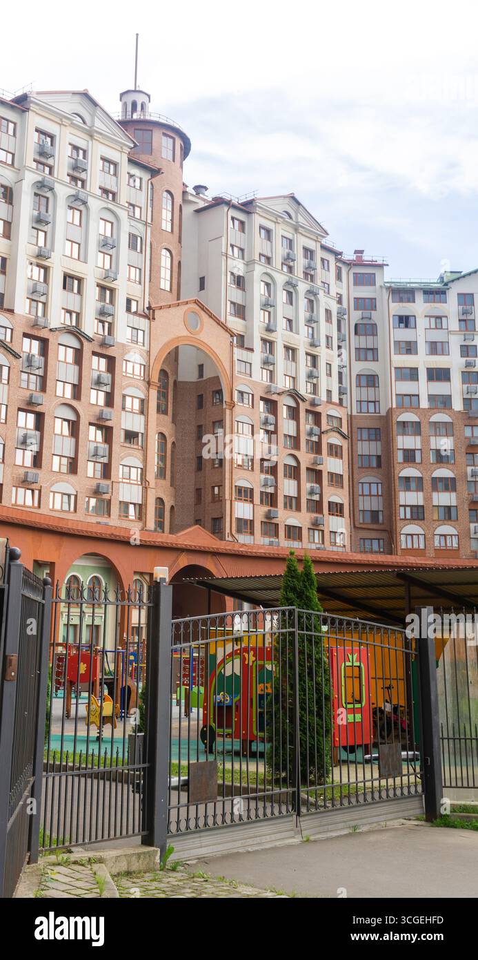 Moscow, Russia - July 17. 2025: kindergarten in the courtyard of a ...
