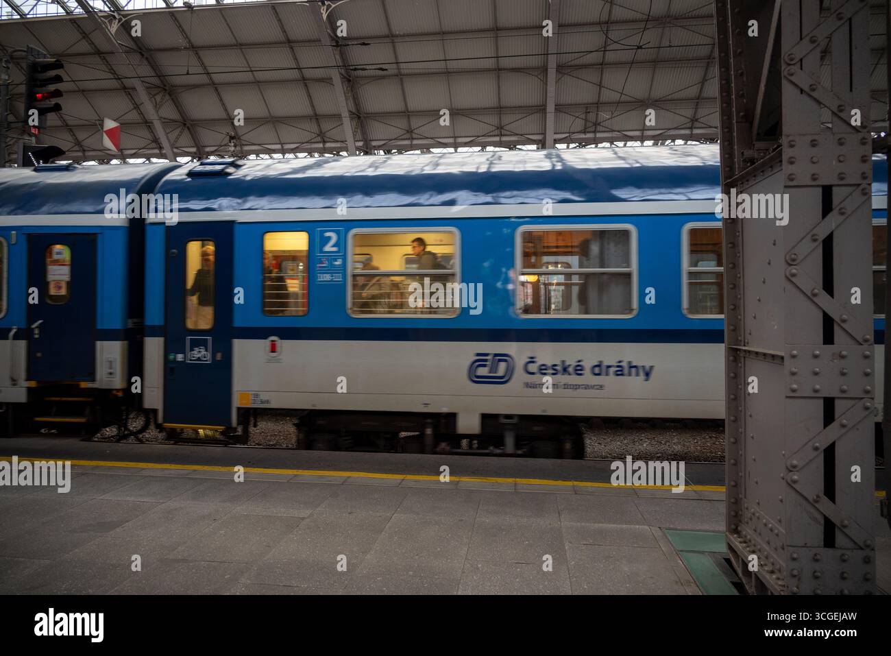 Czech Railways train car at Prague Main Railway Station (Praha Hlavni ...