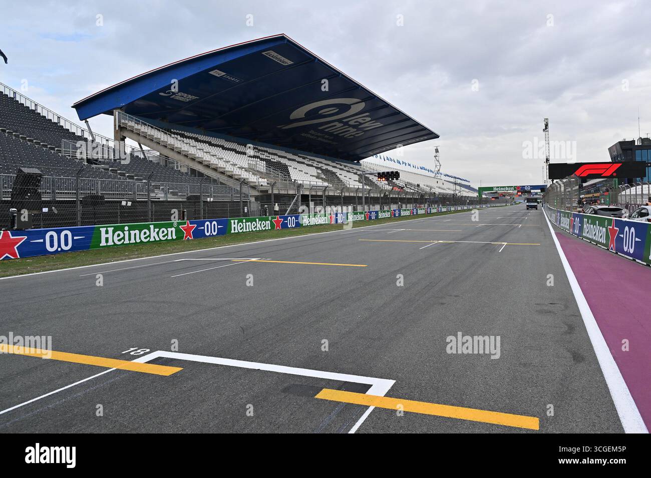 ZANDVOORT, NETHERLANDS - AUGUST 28: A general view of the pit straight ...