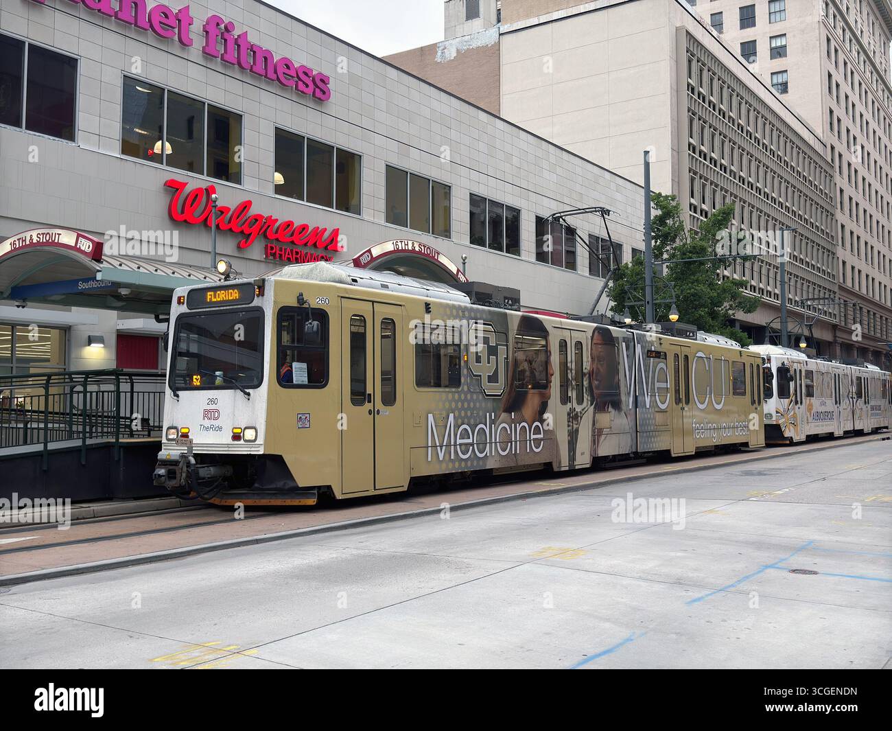 Denver, Colorado, USA - 4 June 2025: H Line electric tram at a station ...
