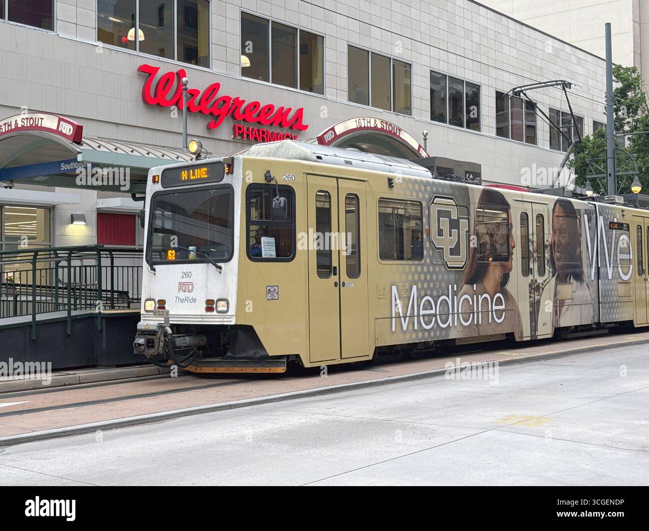 Denver, Colorado, USA - 4 June 2025: H Line electric tram at a station ...