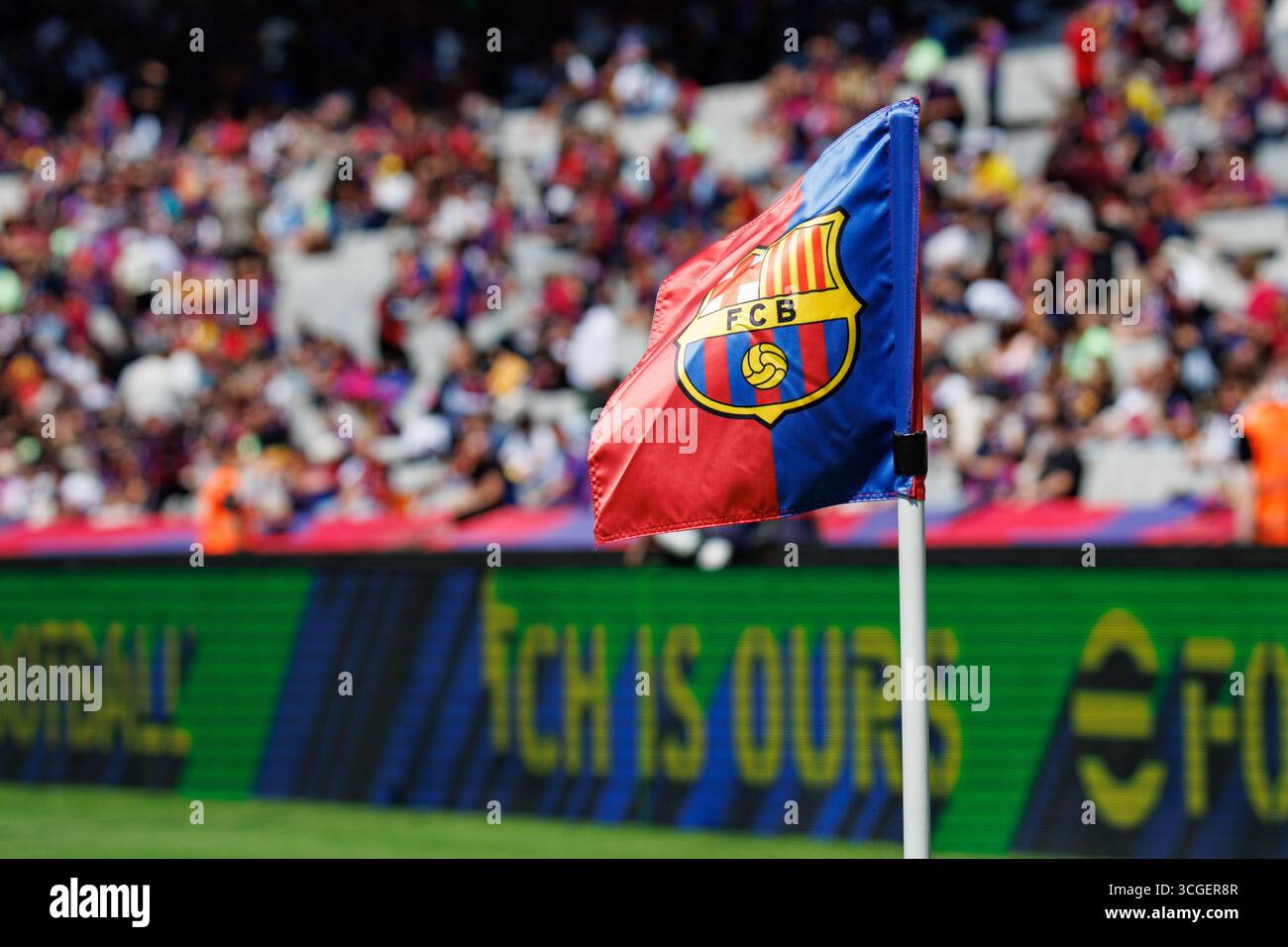 Barcelona, Spain. 11th May, 2025. A view of the corner Barcelona flag ...