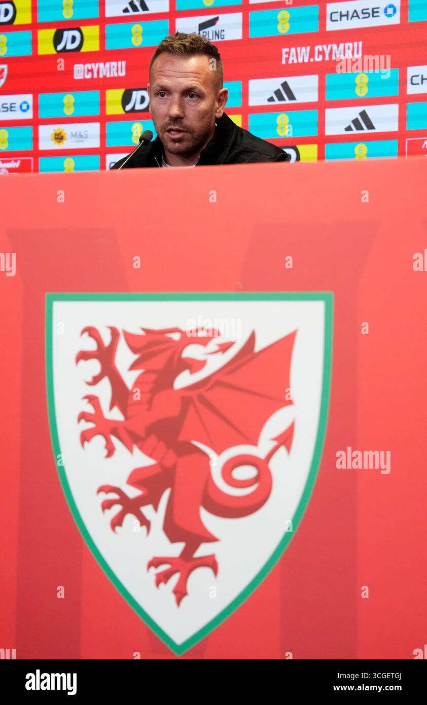 Wales head coach Craig Bellamy during a press conference at the Vale ...