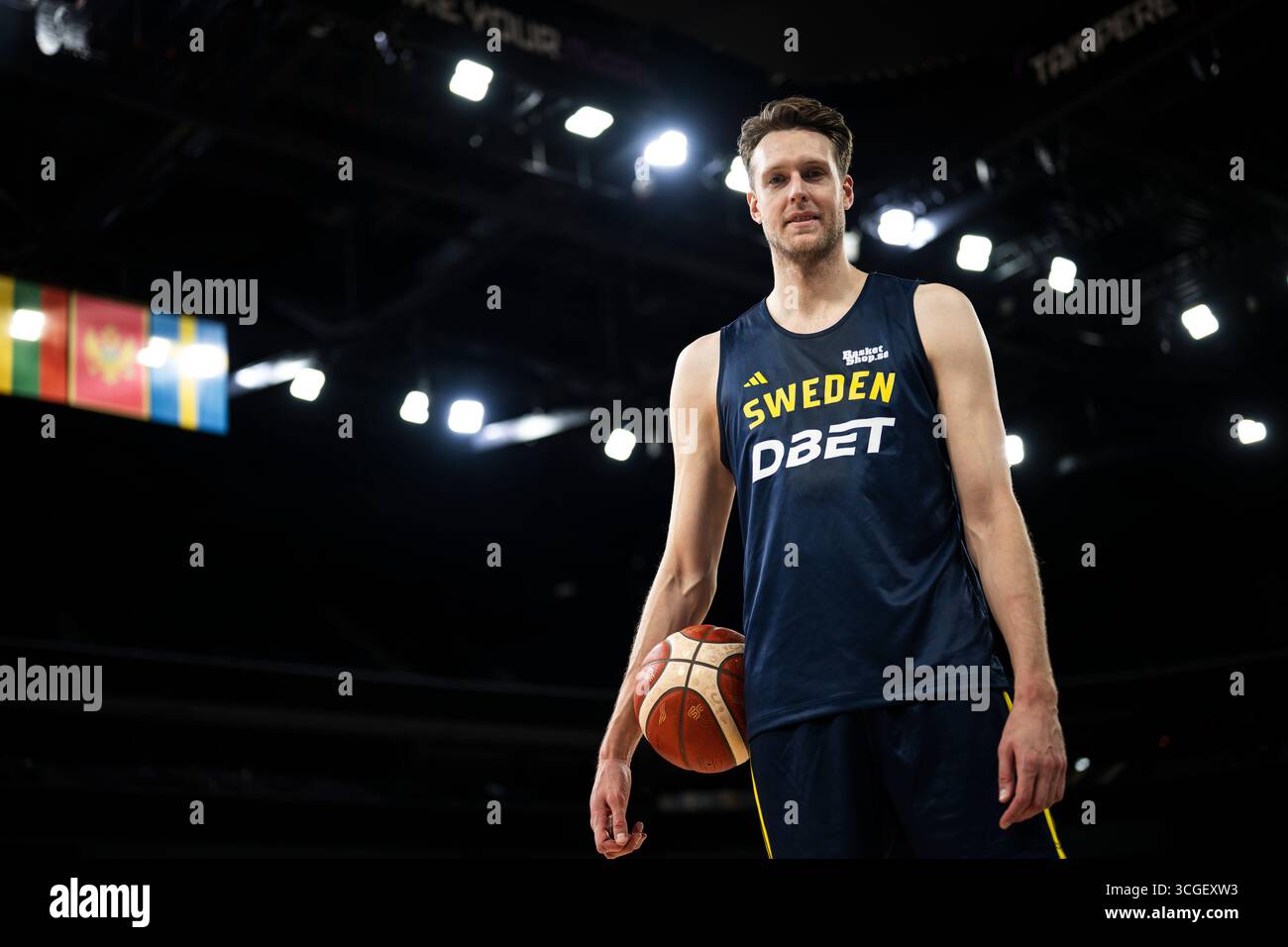 250828 Simon Birgander of Sweden poses for a portrait after a practice session during the FIBA ...