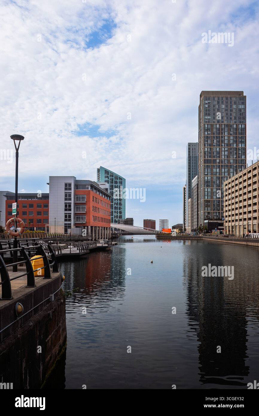 Princess Dock and the Dock Footbridge, Liverpool UK, August 2025 Stock ...