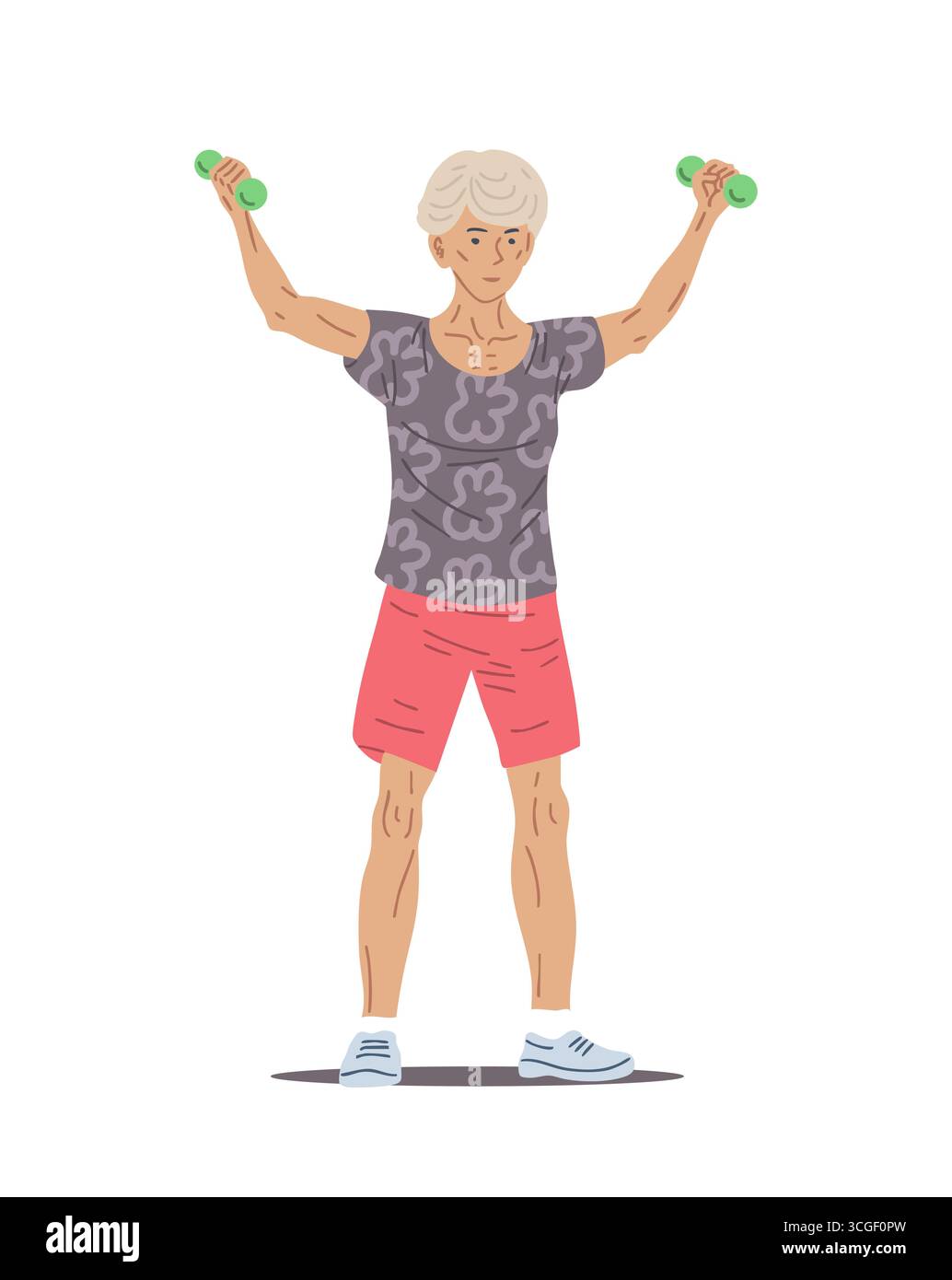 Senior woman dumbbell lateral raise Stock Vector Image & Art - Alamy