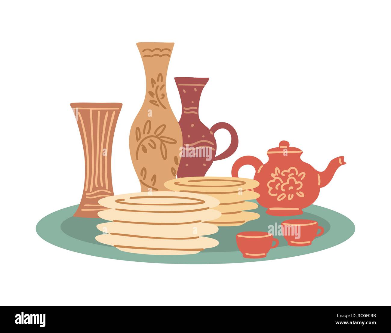 Set vintage ceramic plates Stock Vector Images - Alamy