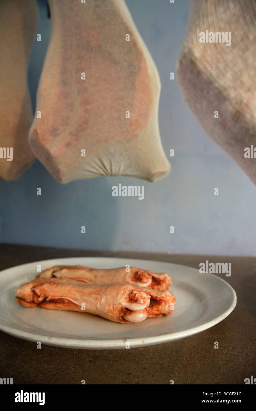 Pig meat. Raw food at the butcher Stock Photo - Alamy