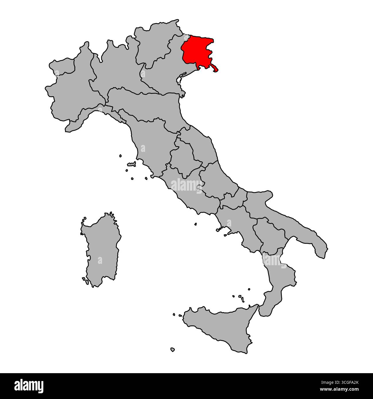 Italy map of Friuli Venezia Giulia symbol shape, travel web flat ...