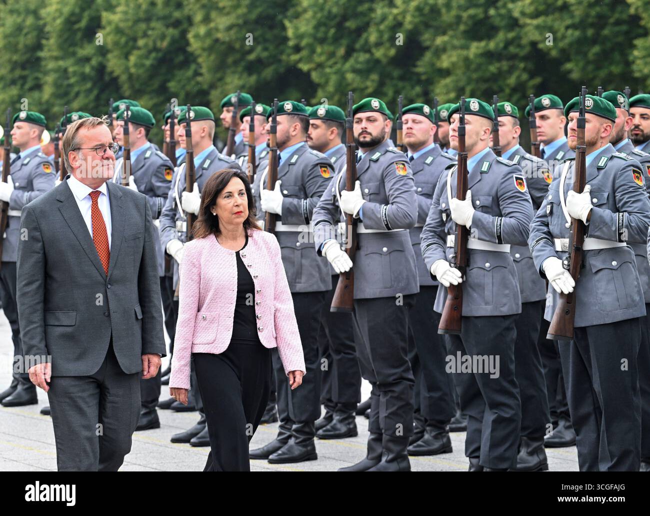 German Defence Minister Boris Pistorius, left, welcomes his Spanish ...