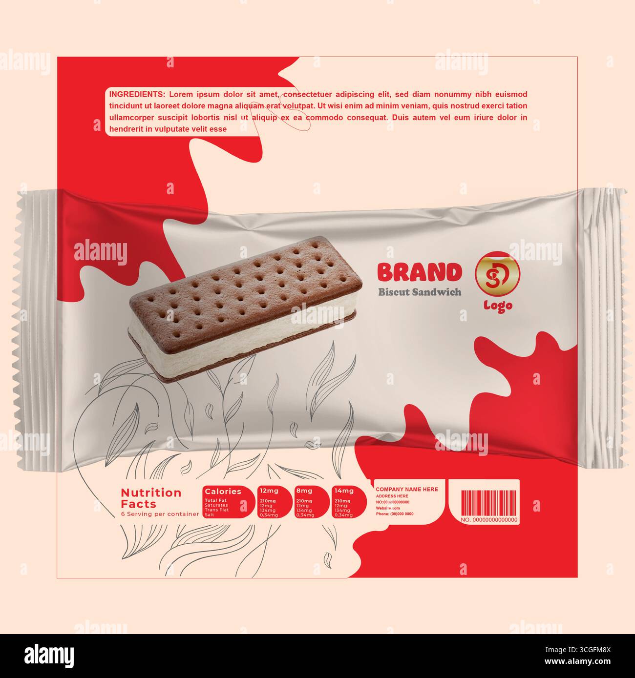 Realistic Editable Biscuit Sandwich Packaging – EPS Vector with Foil ...