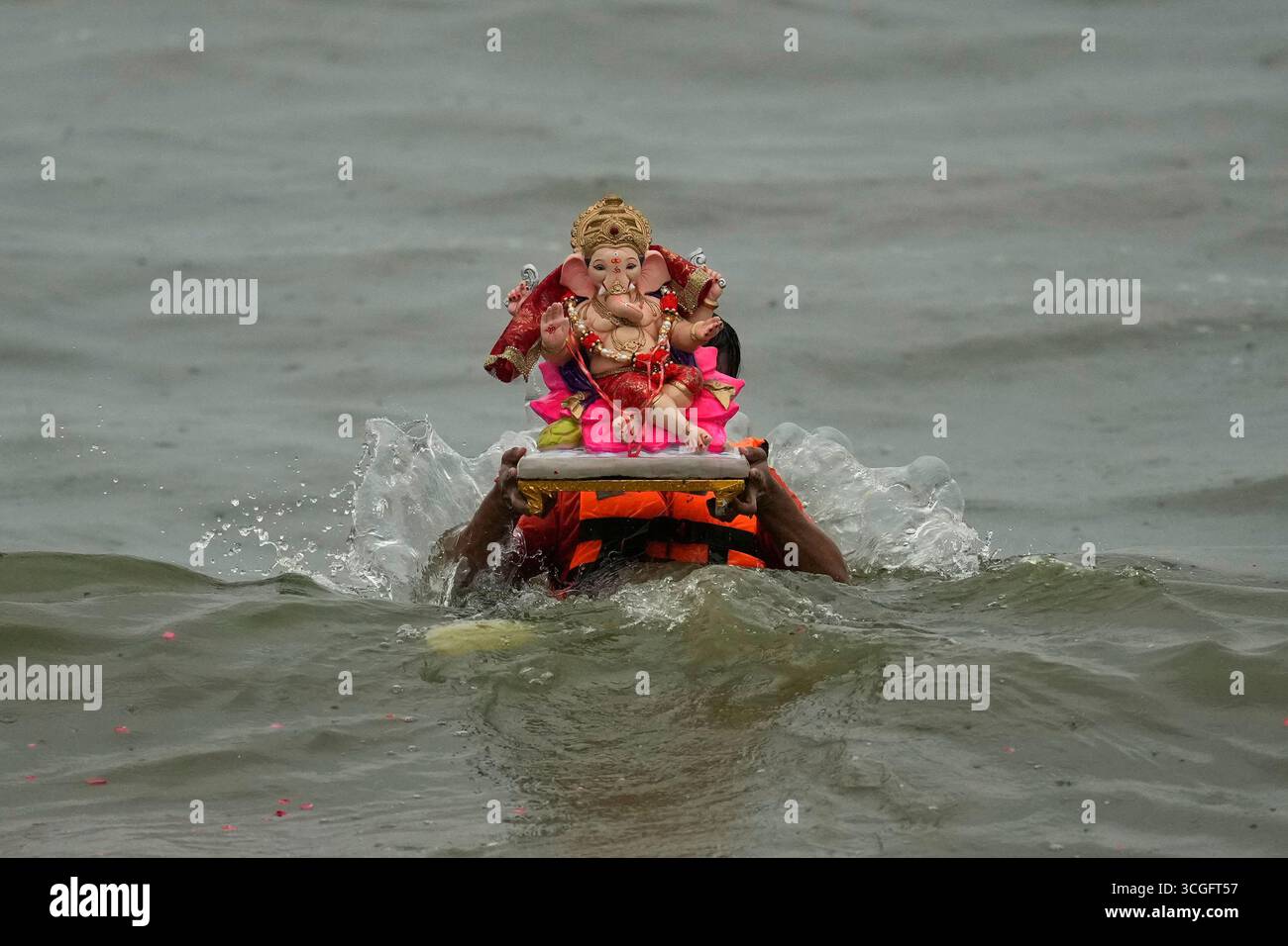 Indian volunteer carry an idol of elephant-headed Hindu god Ganesha to ...