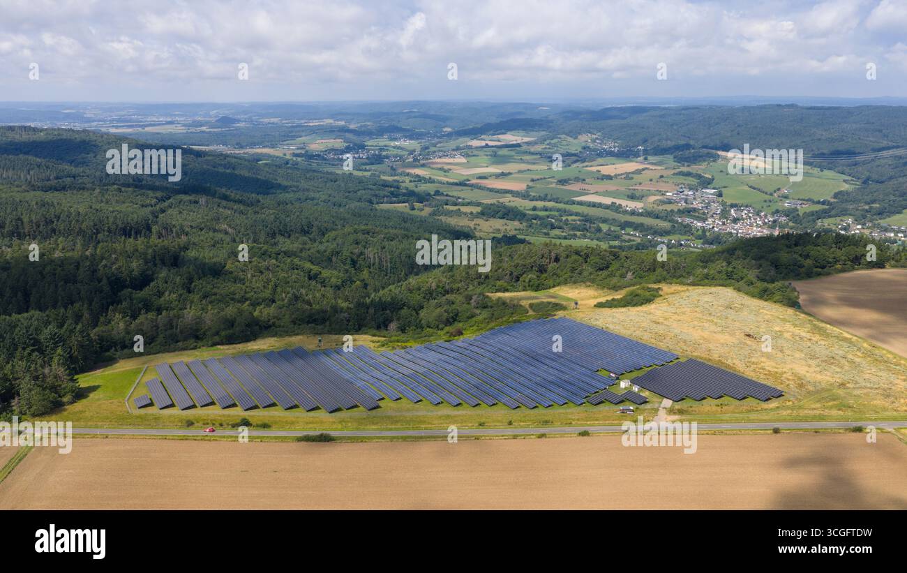 solar panels in the moutnains of the Eifel, Germany. Renewable energy ...