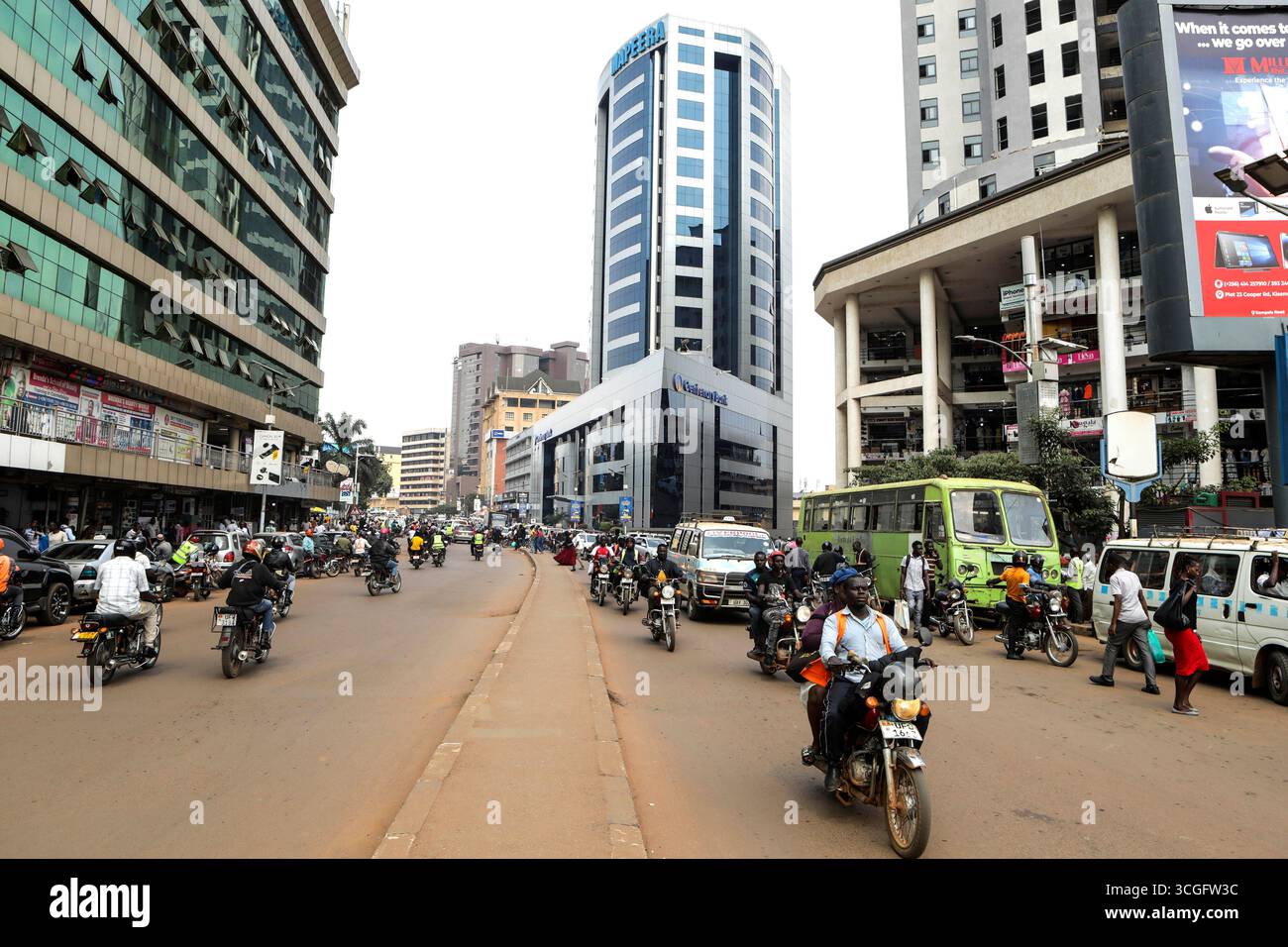 FILE - Drivers of motorcycle taxis, known locally as boda-bodas, ride ...